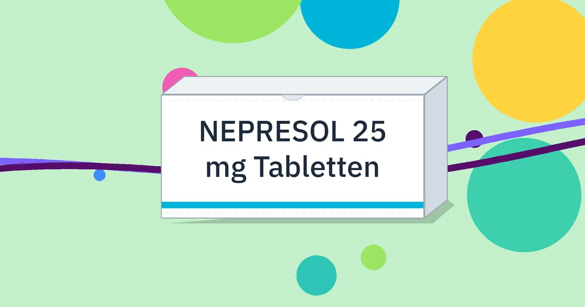 Symbolbild: Packung mit der Aufschrift NEPRESOL 25 mg Tabletten (PZN 04320210) – Verfügbarkeit und Bezug in Apotheken in Frankfurt am Main