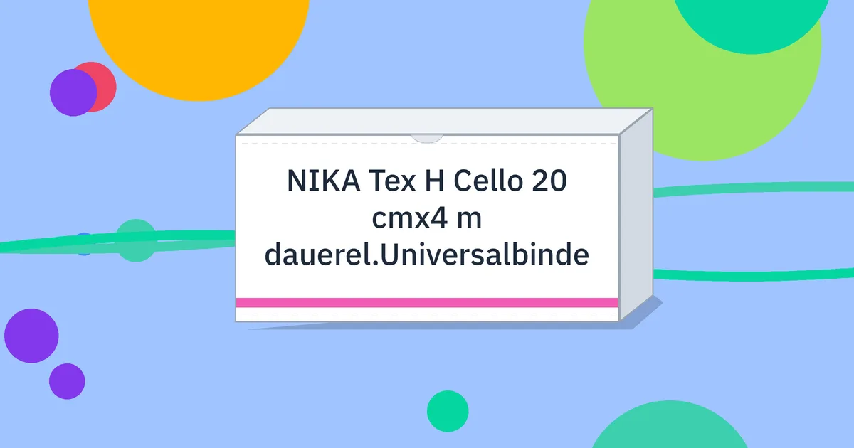 Symbolbild: Packung mit der Aufschrift NIKA Tex H Cello 20 cmx4 m dauerel.Universalbinde (PZN 18171015) – Verfügbarkeit und Bezug in Apotheken in Frankfurt am Main