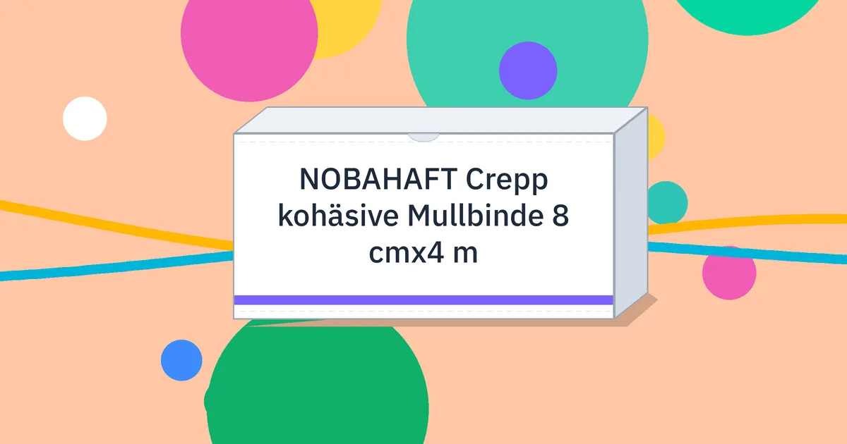 Symbolbild: Packung mit der Aufschrift NOBAHAFT Crepp kohäsive Mullbinde 8 cmx4 m (PZN 01329009) – Verfügbarkeit und Bezug in Apotheken in Frankfurt am Main