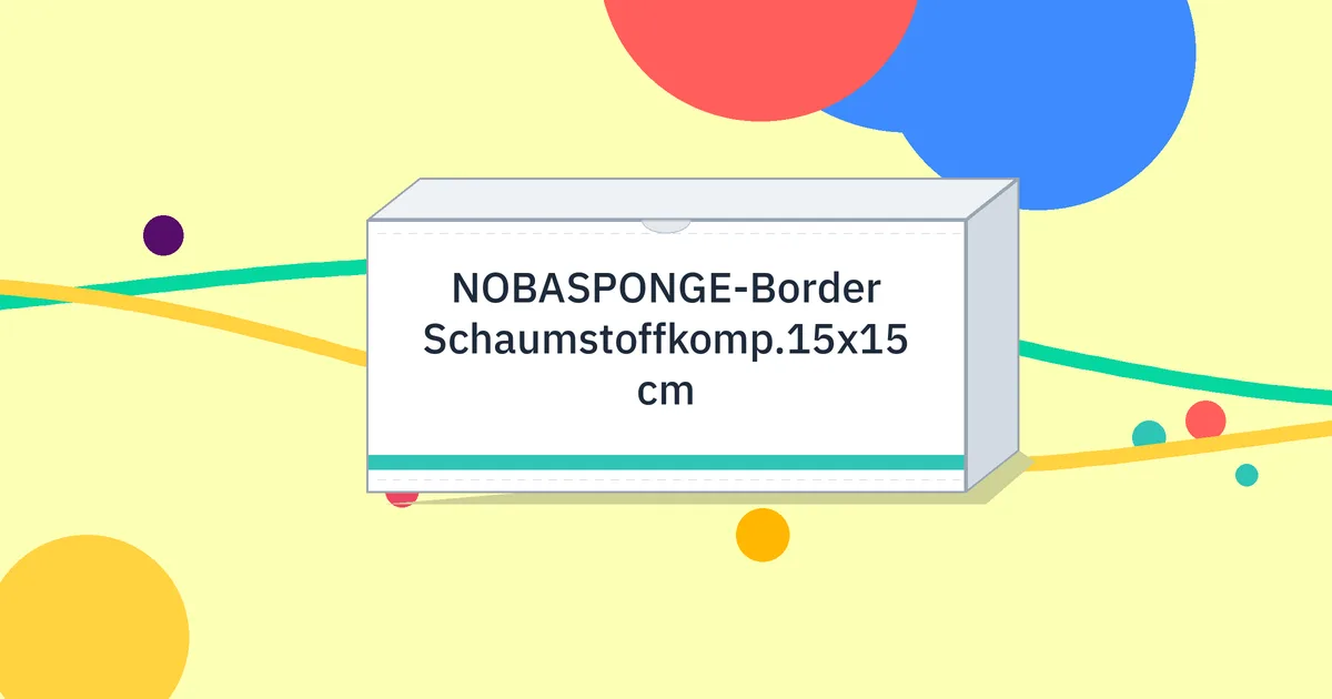 Symbolbild: Packung mit der Aufschrift NOBASPONGE-Border Schaumstoffkomp.15x15 cm (PZN 19531504) – Verfügbarkeit und Bezug in Apotheken in Frankfurt am Main