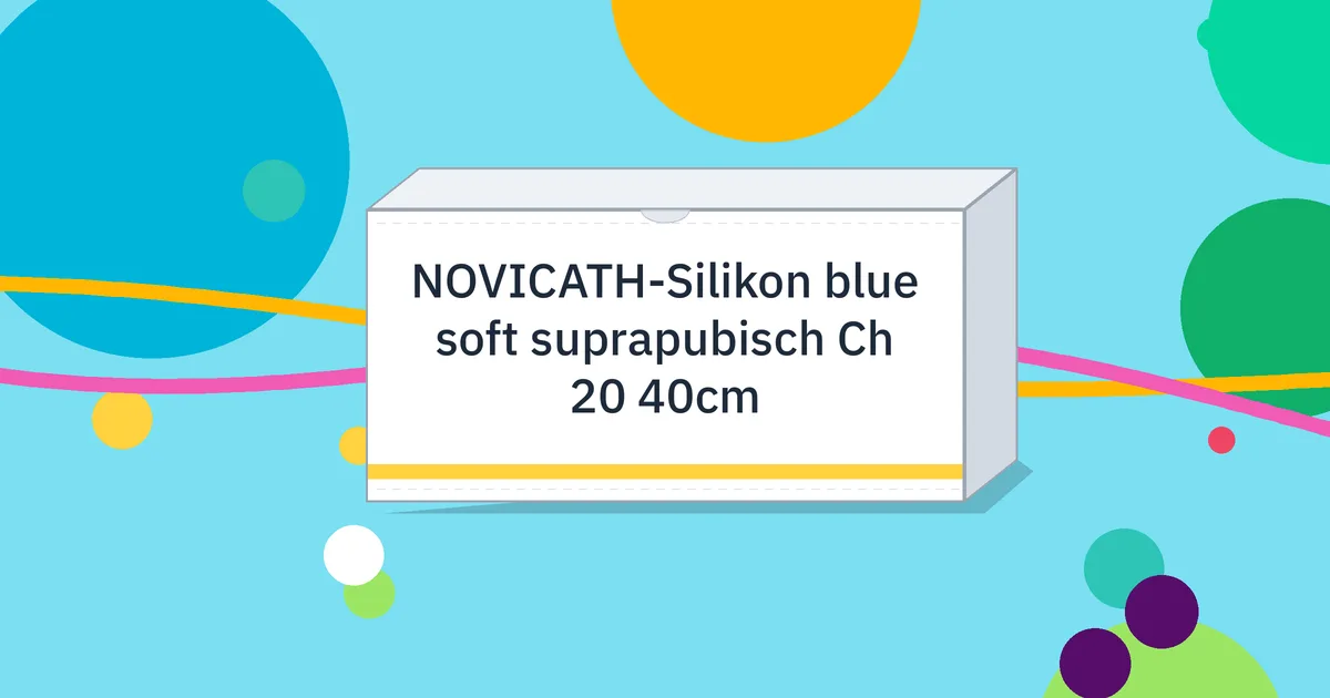 Symbolbild: Packung mit der Aufschrift NOVICATH-Silikon blue soft suprapubisch Ch 20 40cm (PZN 19826205) – Verfügbarkeit und Bezug in Apotheken in Frankfurt am Main