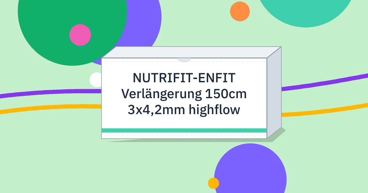 Symbolbild: Packung mit der Aufschrift NUTRIFIT-ENFIT Verlängerung 150cm 3x4,2mm highflow (PZN 18042051) – Verfügbarkeit und Bezug in Apotheken in Frankfurt am Main