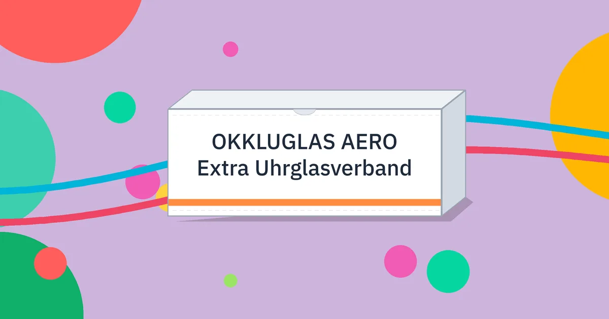 Symbolbild: Packung mit der Aufschrift OKKLUGLAS AERO Extra Uhrglasverband (PZN 07316930) – Verfügbarkeit und Bezug in Apotheken in Frankfurt am Main
