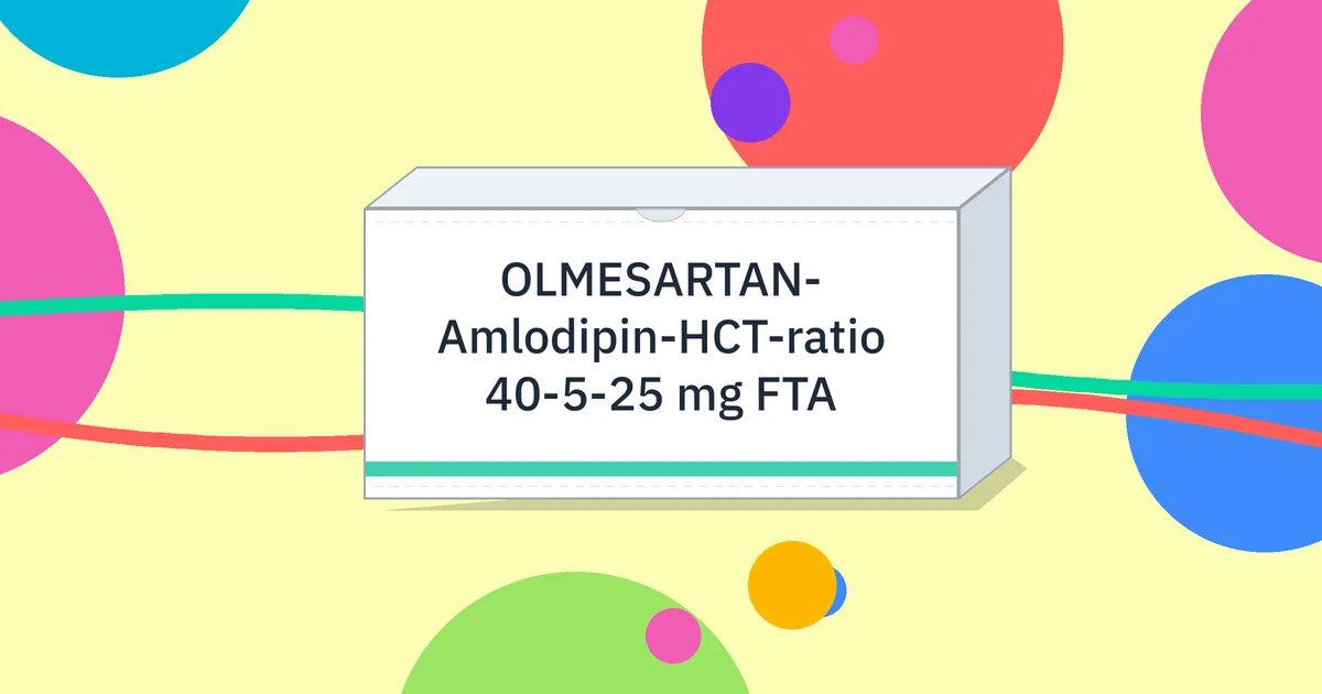 Symbolbild: Packung mit der Aufschrift OLMESARTAN-Amlodipin-HCT-ratio 40-5-25 mg FTA (PZN 16634132) – Verfügbarkeit und Bezug in Apotheken in Frankfurt am Main