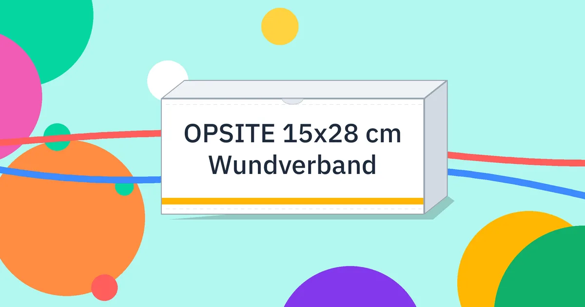 Symbolbild: Packung mit der Aufschrift OPSITE 15x28 cm Wundverband (PZN 08869163) – Verfügbarkeit und Bezug in Apotheken in Frankfurt am Main