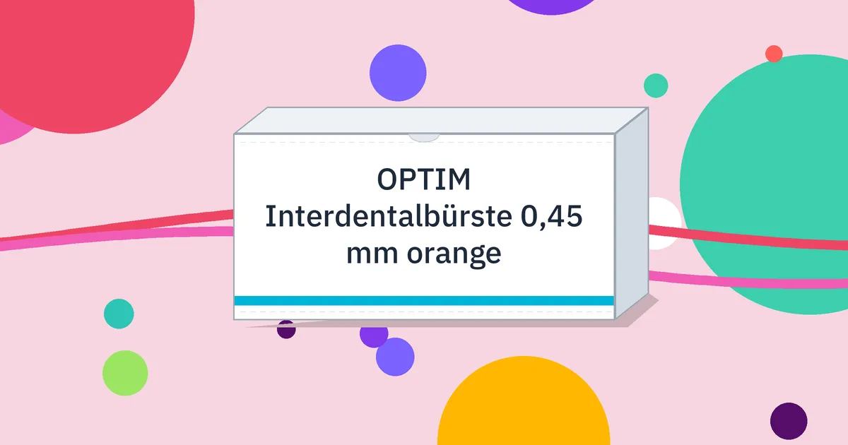 Symbolbild: Packung mit der Aufschrift OPTIM Interdentalbürste 0,45 mm orange (PZN 16237477) – Verfügbarkeit und Bezug in Apotheken in Frankfurt am Main