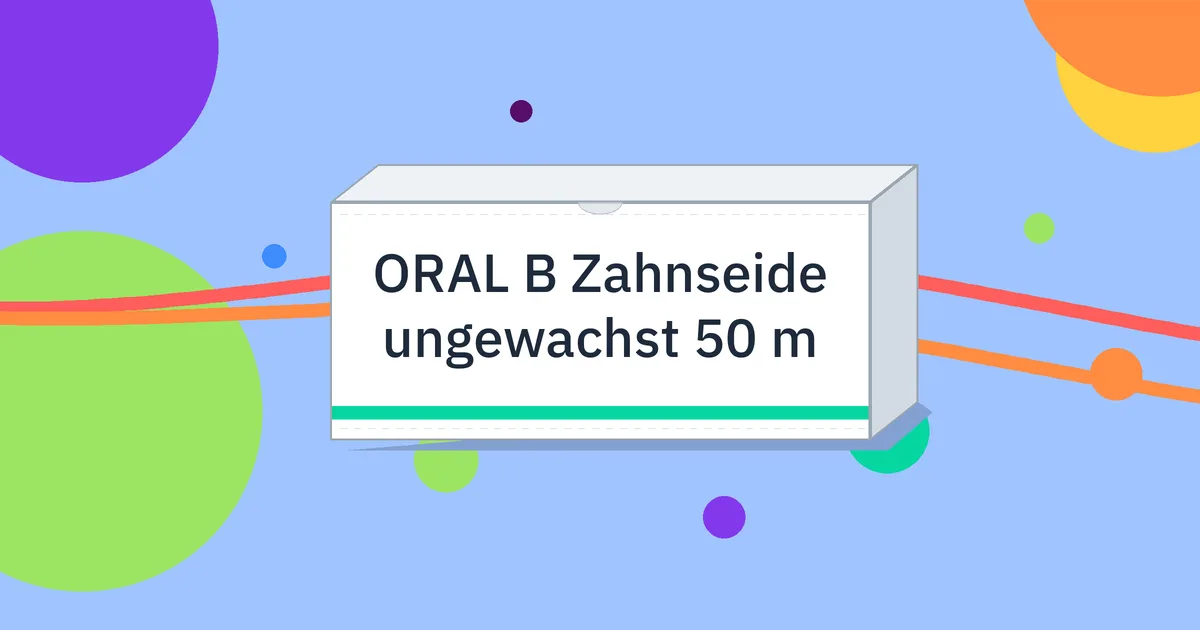 Symbolbild: Packung mit der Aufschrift ORAL B Zahnseide ungewachst 50 m (PZN 08506584) – Verfügbarkeit und Bezug in Apotheken in Frankfurt am Main