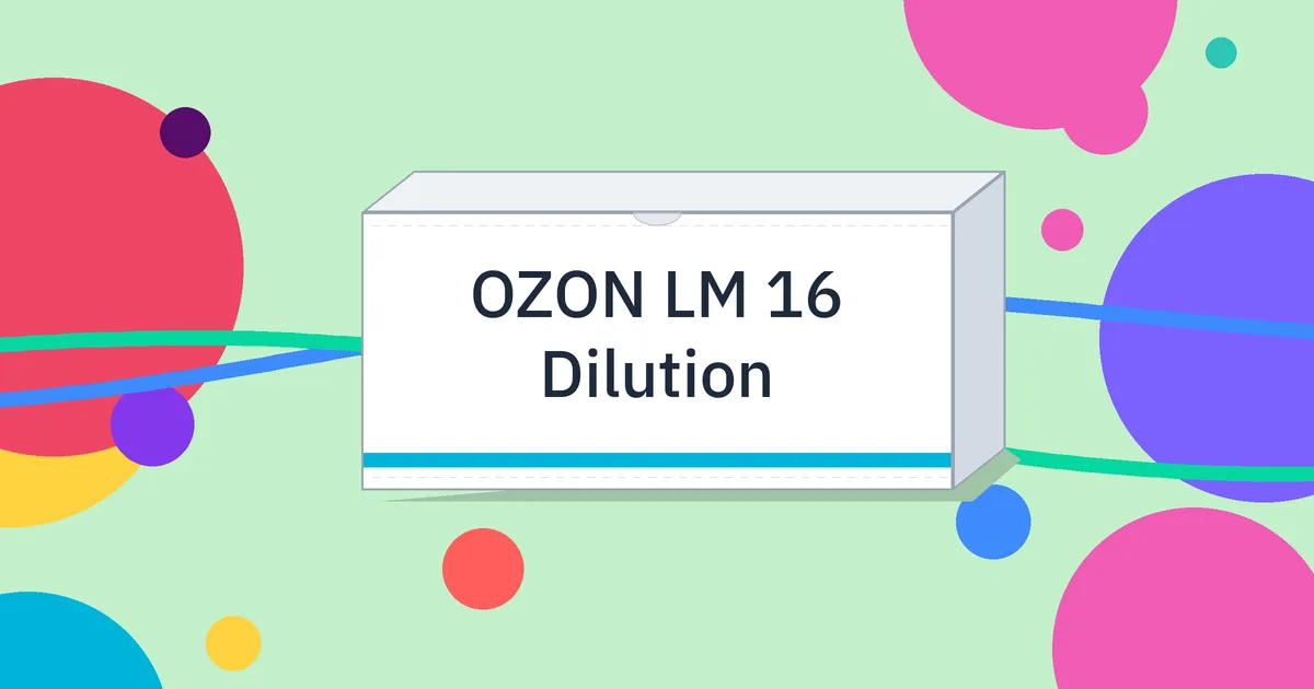 Symbolbild: Packung mit der Aufschrift OZON LM 16 Dilution (PZN 12974517) – Verfügbarkeit und Bezug in Apotheken in Frankfurt am Main