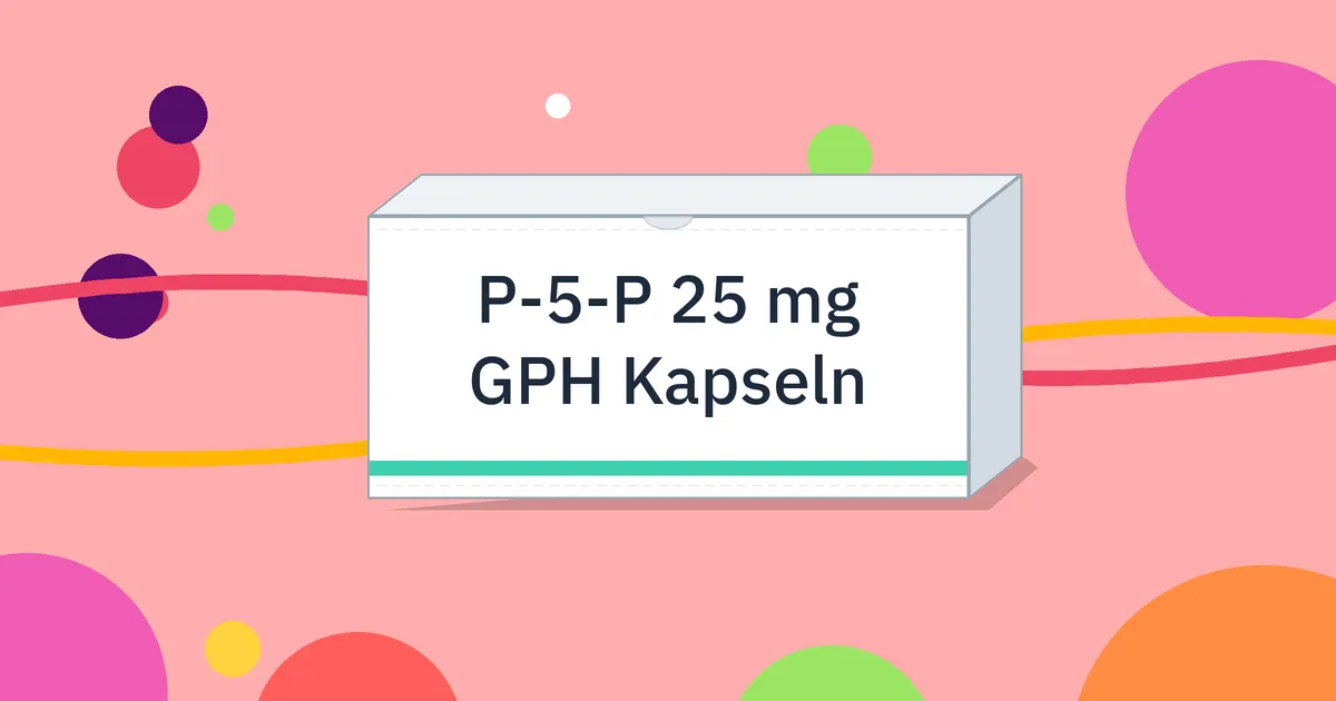 Symbolbild: Packung mit der Aufschrift P-5-P 25 mg GPH Kapseln (PZN 16935276) – Verfügbarkeit und Bezug in Apotheken in Frankfurt am Main