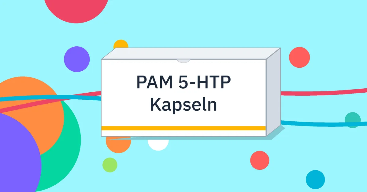 Symbolbild: Packung mit der Aufschrift PAM 5-HTP Kapseln (PZN 20280450) – Verfügbarkeit und Bezug in Apotheken in Frankfurt am Main