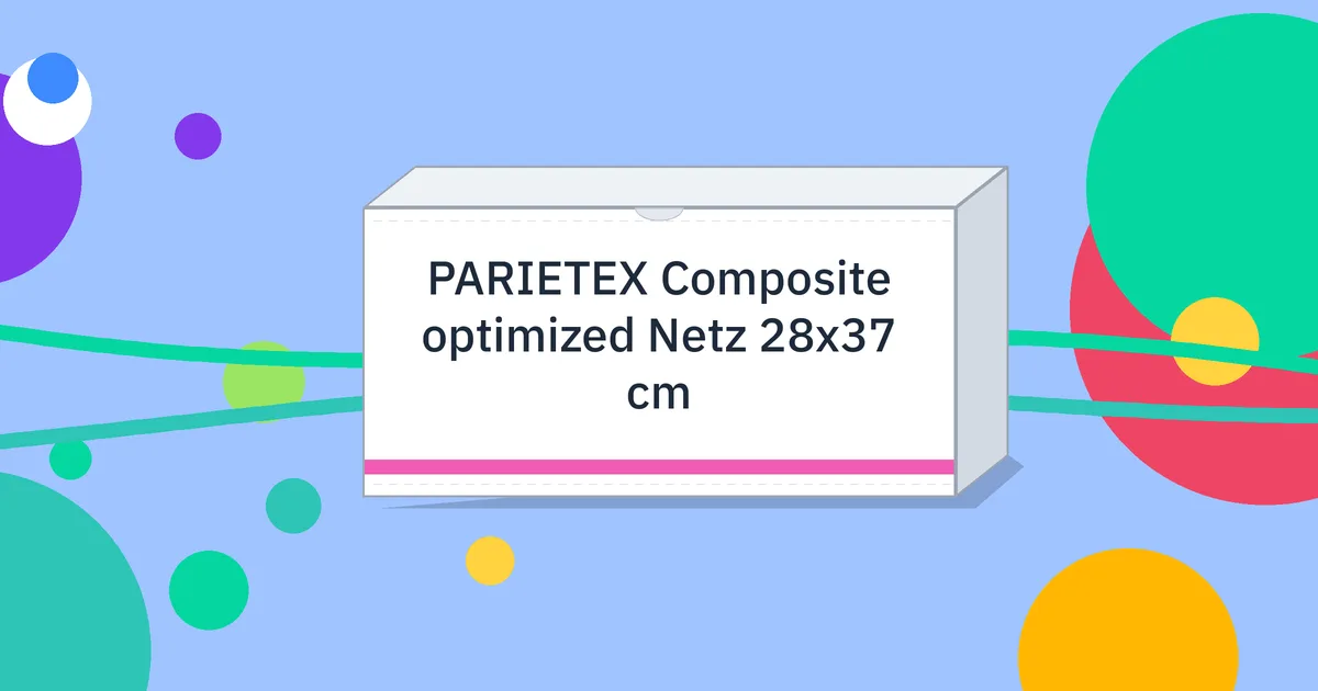 Symbolbild: Packung mit der Aufschrift PARIETEX Composite optimized Netz 28x37 cm (PZN 18258319) – Verfügbarkeit und Bezug in Apotheken in Frankfurt am Main