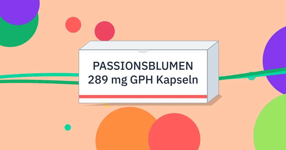 Symbolbild: Packung mit der Aufschrift PASSIONSBLUMEN 289 mg GPH Kapseln (PZN 09749432) – Verfügbarkeit und Bezug in Apotheken in Frankfurt am Main
