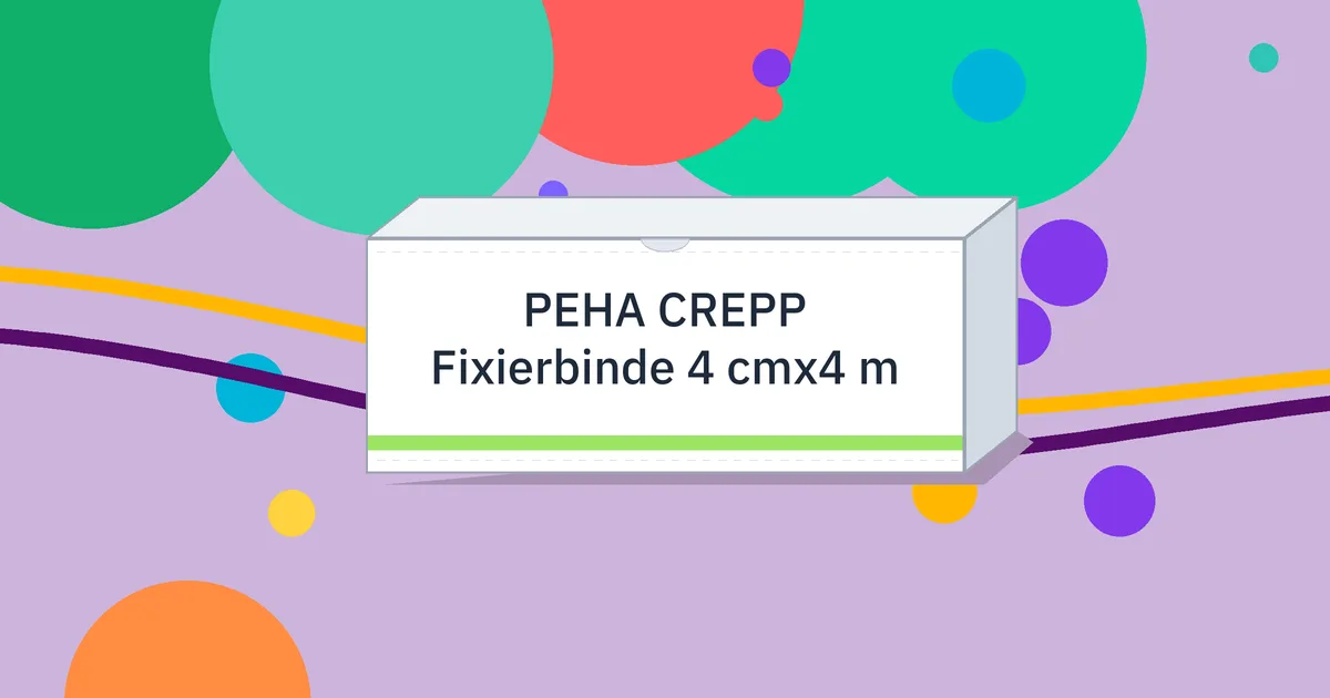 Symbolbild: Packung mit der Aufschrift PEHA CREPP Fixierbinde 4 cmx4 m (PZN 03664597) – Verfügbarkeit und Bezug in Apotheken in Frankfurt am Main