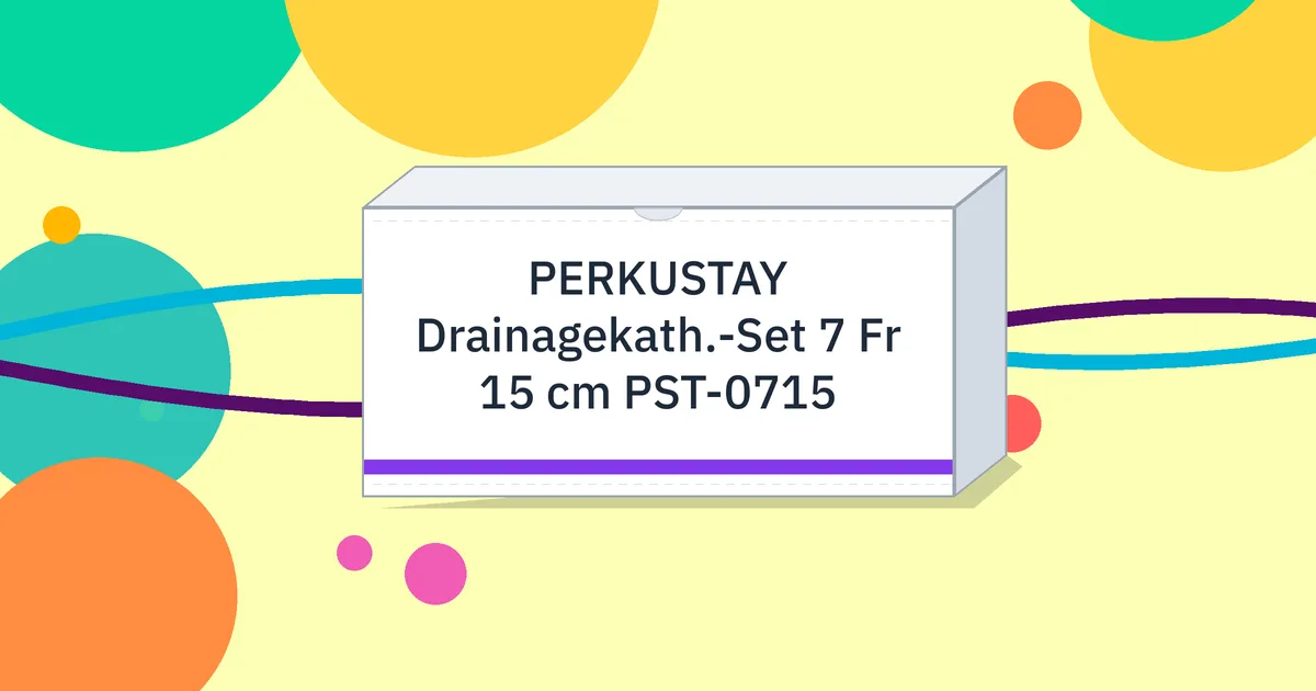 Symbolbild: Packung mit der Aufschrift PERKUSTAY Drainagekath.-Set 7 Fr 15 cm PST-0715 (PZN 14186008) – Verfügbarkeit und Bezug in Apotheken in Frankfurt am Main