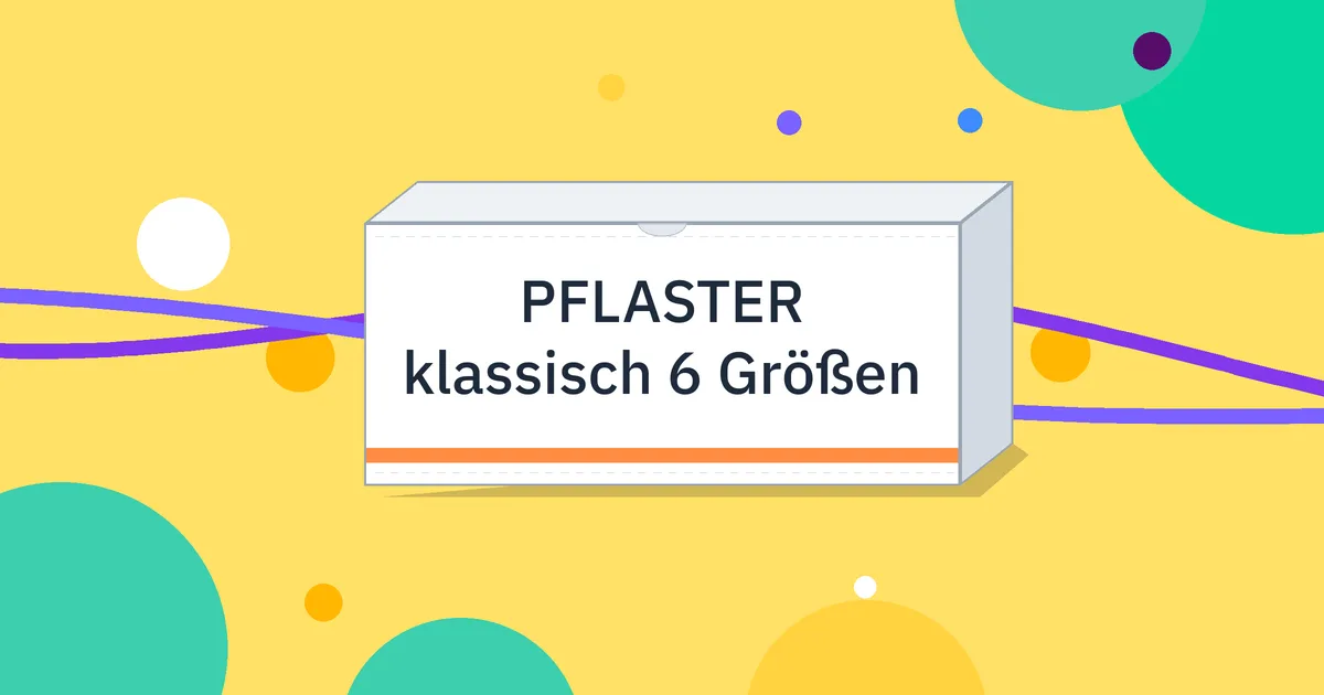 Symbolbild: Packung mit der Aufschrift PFLASTER klassisch 6 Größen (PZN 07566118) – Verfügbarkeit und Bezug in Apotheken in Frankfurt am Main