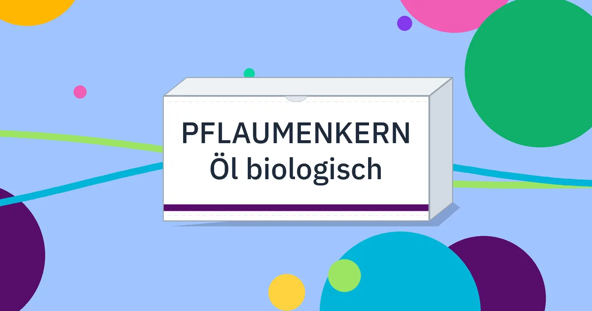 Symbolbild: Packung mit der Aufschrift PFLAUMENKERN Öl biologisch (PZN 15437257) – Verfügbarkeit und Bezug in Apotheken in Frankfurt am Main