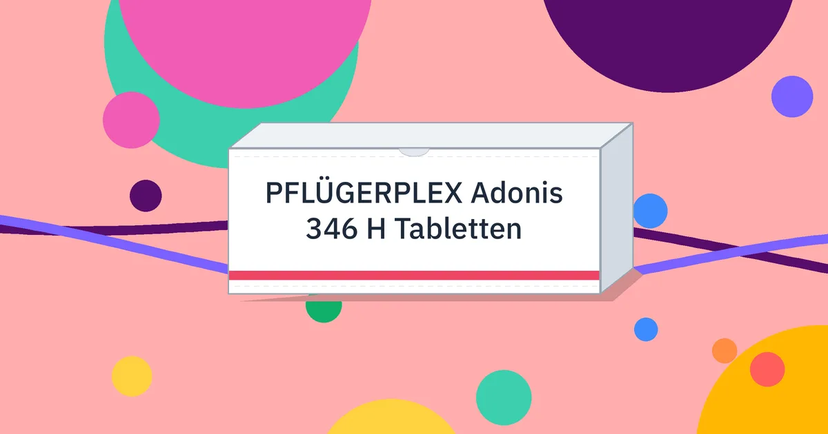 Symbolbild: Packung mit der Aufschrift PFLÜGERPLEX Adonis 346 H Tabletten (PZN 01059366) – Verfügbarkeit und Bezug in Apotheken in Frankfurt am Main