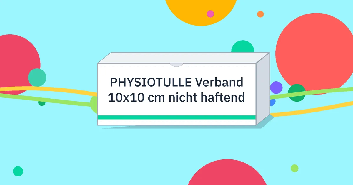 Symbolbild: Packung mit der Aufschrift PHYSIOTULLE Verband 10x10 cm nicht haftend (PZN 17310822) – Verfügbarkeit und Bezug in Apotheken in Frankfurt am Main