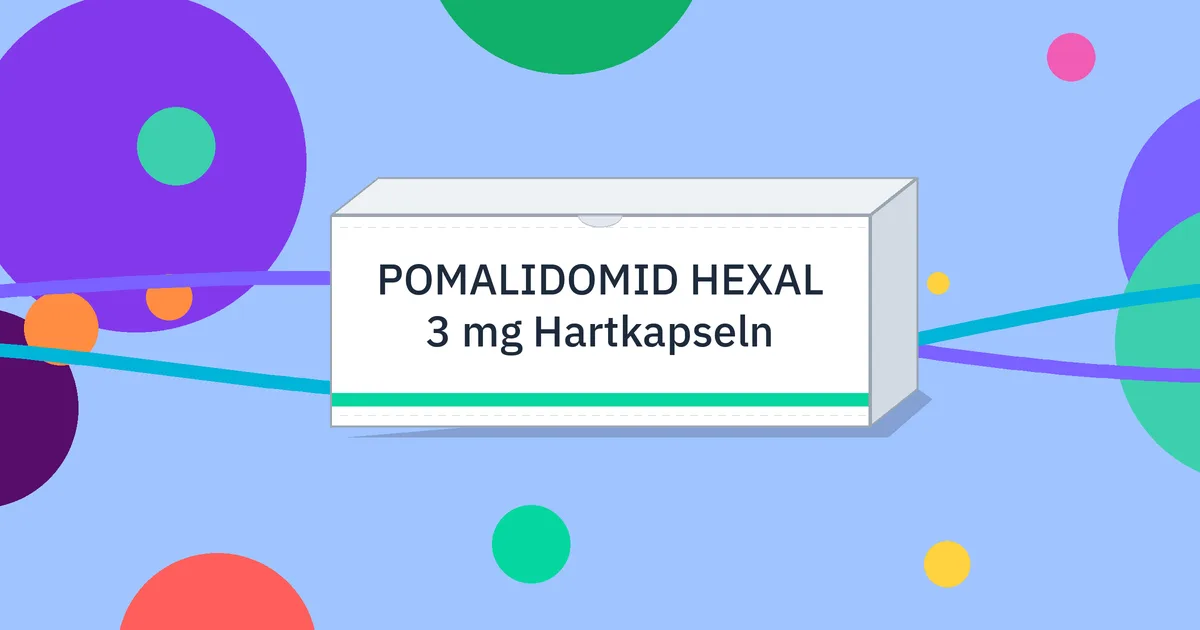 Symbolbild: Packung mit der Aufschrift POMALIDOMID HEXAL 3 mg Hartkapseln (PZN 19136452) – Verfügbarkeit und Bezug in Apotheken in Frankfurt am Main