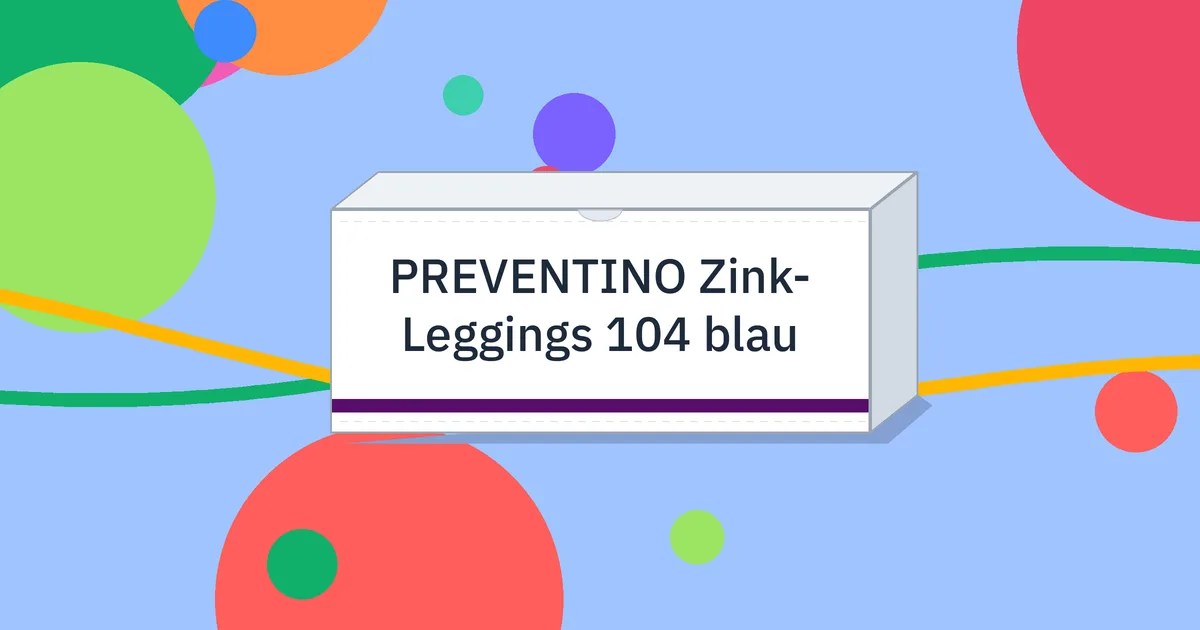 Symbolbild: Packung mit der Aufschrift PREVENTINO Zink-Leggings 104 blau (PZN 12446959) – Verfügbarkeit und Bezug in Apotheken in Frankfurt am Main