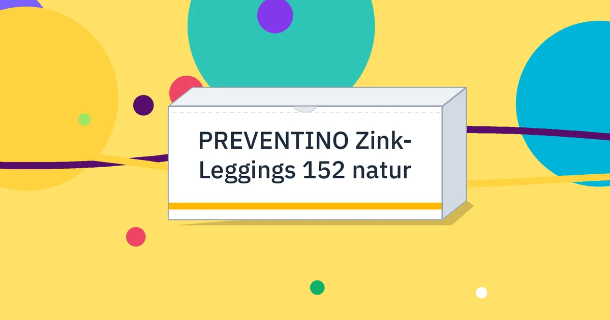 Symbolbild: Packung mit der Aufschrift PREVENTINO Zink-Leggings 152 natur (PZN 12447120) – Verfügbarkeit und Bezug in Apotheken in Frankfurt am Main