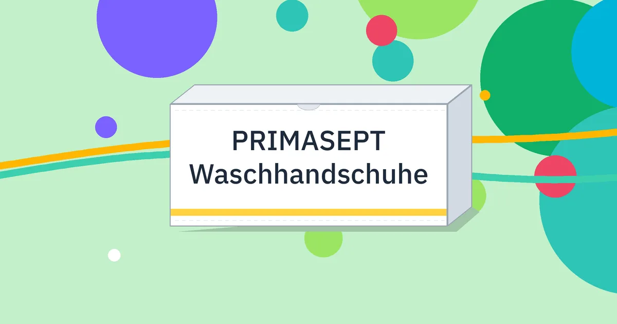 Symbolbild: Packung mit der Aufschrift PRIMASEPT Waschhandschuhe (PZN 19159341) – Verfügbarkeit und Bezug in Apotheken in Frankfurt am Main