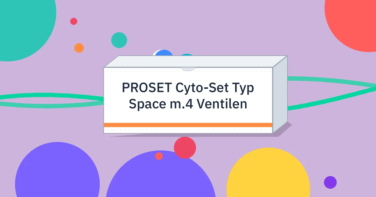 Symbolbild: Packung mit der Aufschrift PROSET Cyto-Set Typ Space m.4 Ventilen (PZN 10796508) – Verfügbarkeit und Bezug in Apotheken in Frankfurt am Main