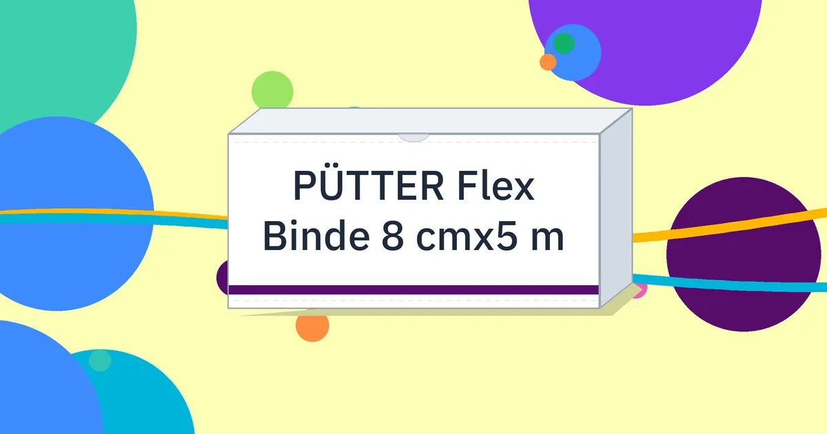 Symbolbild: Packung mit der Aufschrift PÜTTER Flex Binde 8 cmx5 m (PZN 18116329) – Verfügbarkeit und Bezug in Apotheken in Frankfurt am Main