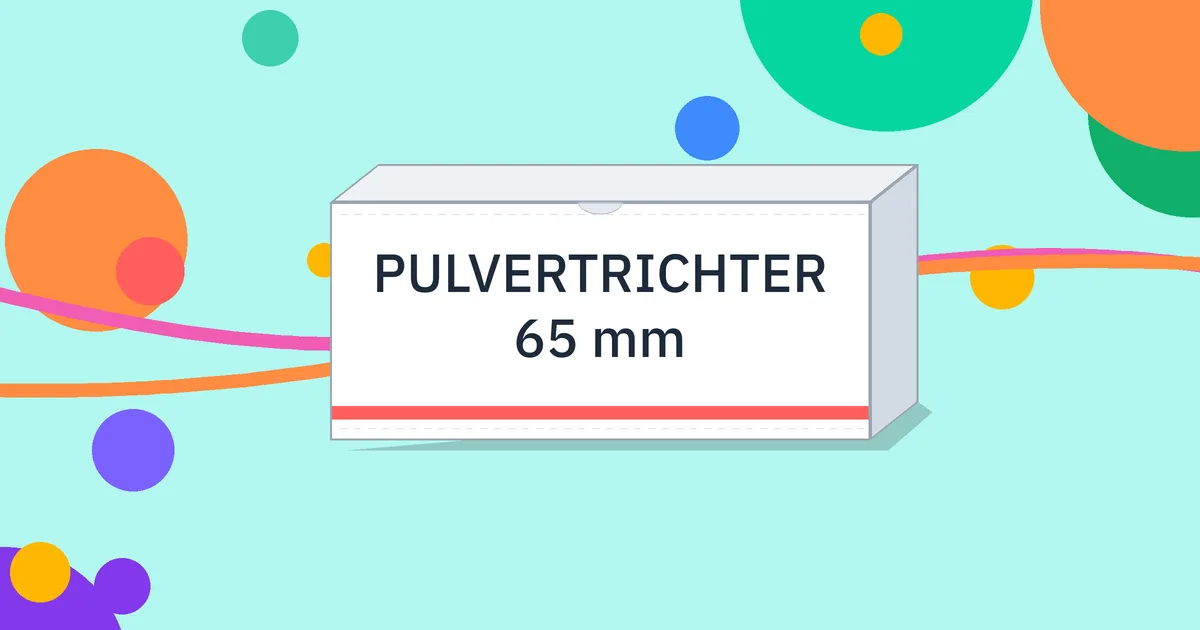 Symbolbild: Packung mit der Aufschrift PULVERTRICHTER 65 mm (PZN 15591656) – Verfügbarkeit und Bezug in Apotheken in Frankfurt am Main