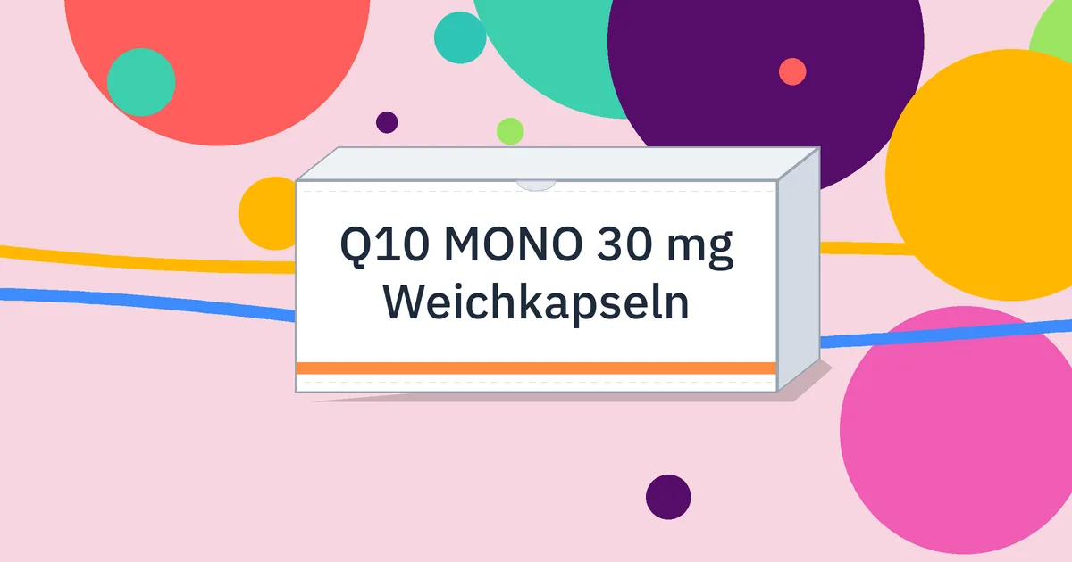 Symbolbild: Packung mit der Aufschrift Q10 MONO 30 mg Weichkapseln (PZN 15621216) – Verfügbarkeit und Bezug in Apotheken in Frankfurt am Main