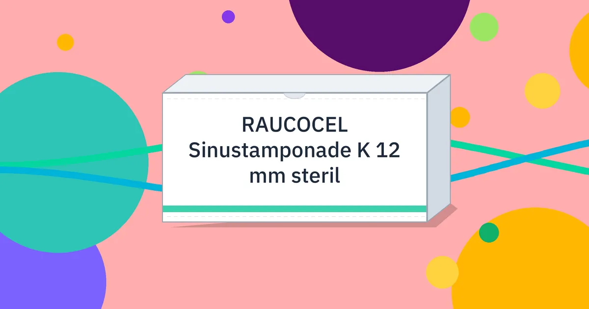 Symbolbild: Packung mit der Aufschrift RAUCOCEL Sinustamponade K 12 mm steril (PZN 02172969) – Verfügbarkeit und Bezug in Apotheken in Frankfurt am Main