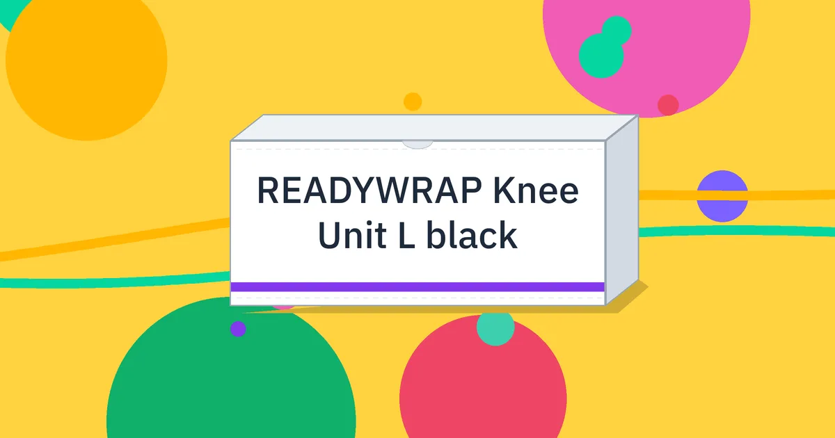 Symbolbild: Packung mit der Aufschrift READYWRAP Knee Unit L black (PZN 16566703) – Verfügbarkeit und Bezug in Apotheken in Frankfurt am Main