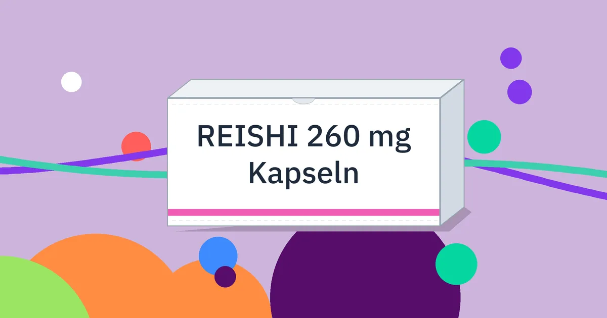 Symbolbild: Packung mit der Aufschrift REISHI 260 mg Kapseln (PZN 18665935) – Verfügbarkeit und Bezug in Apotheken in Frankfurt am Main