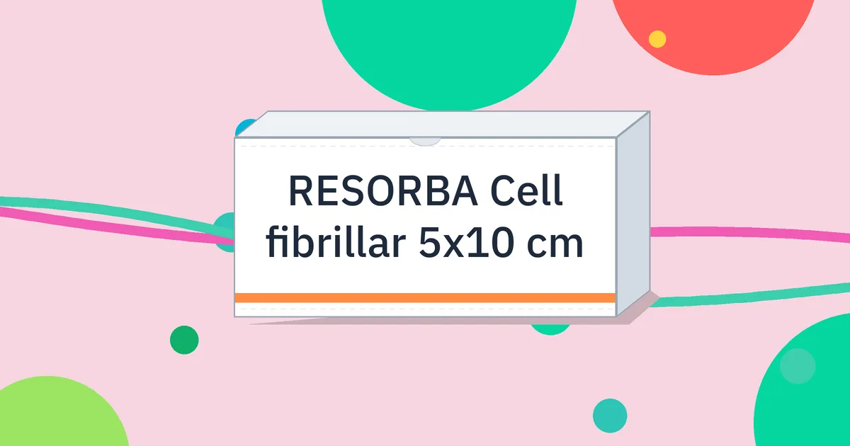 Symbolbild: Packung mit der Aufschrift RESORBA Cell fibrillar 5x10 cm (PZN 04122941) – Verfügbarkeit und Bezug in Apotheken in Frankfurt am Main