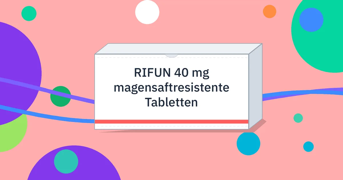 Symbolbild: Packung mit der Aufschrift RIFUN 40 mg magensaftresistente Tabletten (PZN 07265061) – Verfügbarkeit und Bezug in Apotheken in Frankfurt am Main