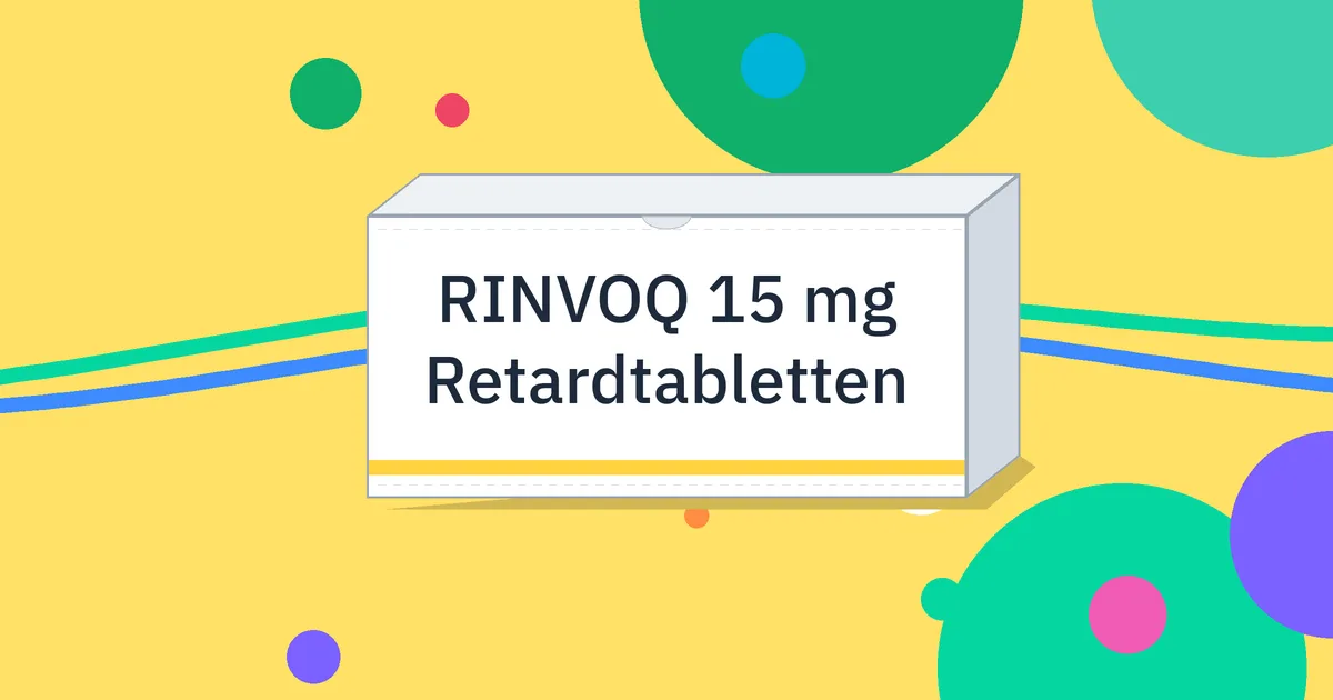 Symbolbild: Packung mit der Aufschrift RINVOQ 15 mg Retardtabletten (PZN 19152296) – Verfügbarkeit und Bezug in Apotheken in Frankfurt am Main