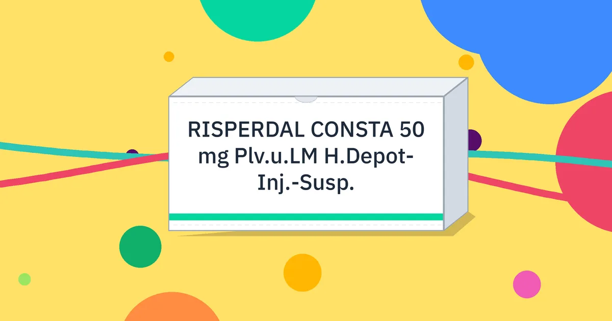 Symbolbild: Packung mit der Aufschrift RISPERDAL CONSTA 50 mg Plv.u.LM H.Depot-Inj.-Susp. (PZN 13912903) – Verfügbarkeit und Bezug in Apotheken in Frankfurt am Main