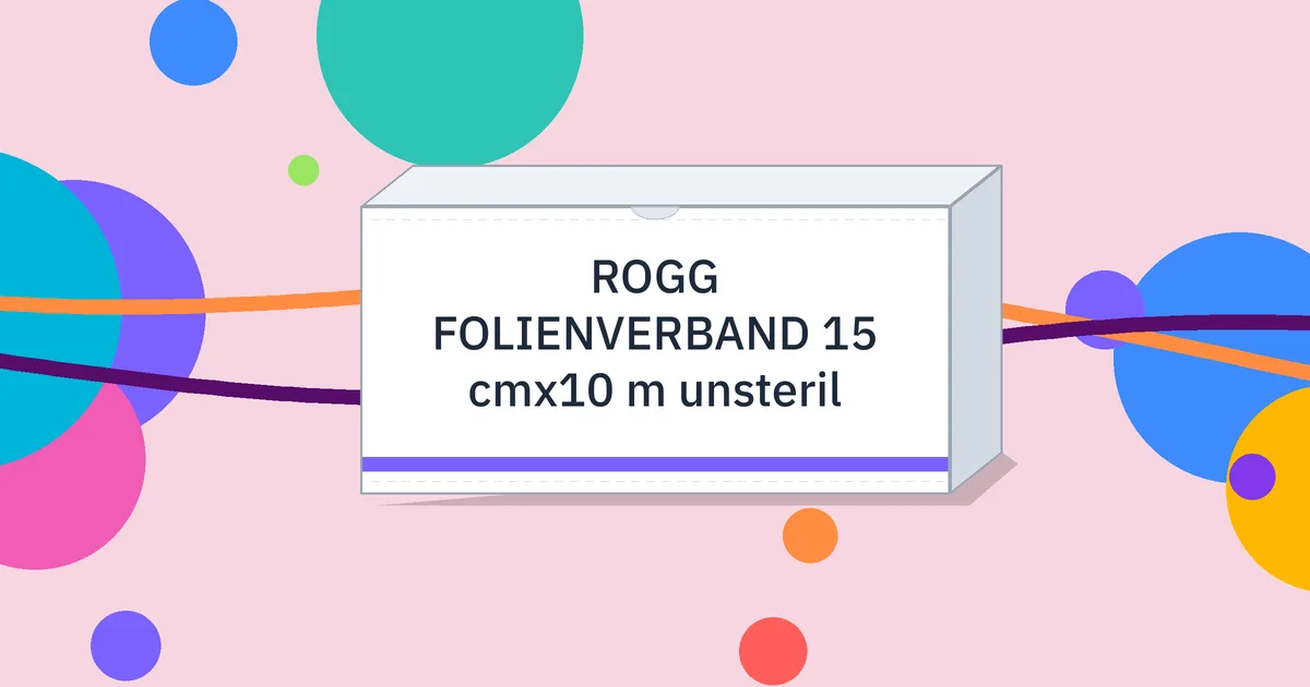 Symbolbild: Packung mit der Aufschrift ROGG FOLIENVERBAND 15 cmx10 m unsteril (PZN 03500826) – Verfügbarkeit und Bezug in Apotheken in Frankfurt am Main