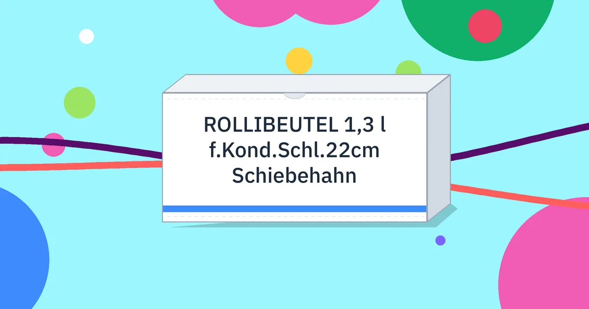 Symbolbild: Packung mit der Aufschrift ROLLIBEUTEL 1,3 l f.Kond.Schl.22cm Schiebehahn (PZN 00959642) – Verfügbarkeit und Bezug in Apotheken in Frankfurt am Main