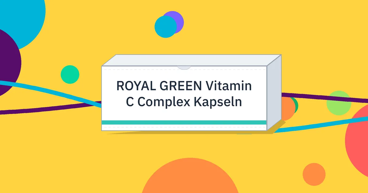 Symbolbild: Packung mit der Aufschrift ROYAL GREEN Vitamin C Complex Kapseln (PZN 16504725) – Verfügbarkeit und Bezug in Apotheken in Frankfurt am Main