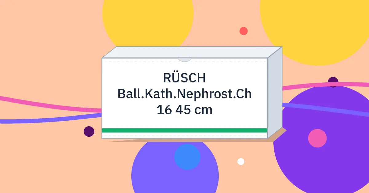 Symbolbild: Packung mit der Aufschrift RÜSCH Ball.Kath.Nephrost.Ch 16 45 cm (PZN 03338900) – Verfügbarkeit und Bezug in Apotheken in Frankfurt am Main