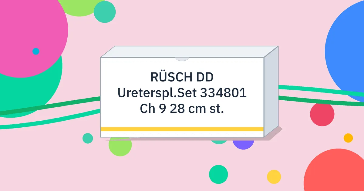 Symbolbild: Packung mit der Aufschrift RÜSCH DD Ureterspl.Set 334801 Ch 9 28 cm st. (PZN 07399749) – Verfügbarkeit und Bezug in Apotheken in Frankfurt am Main