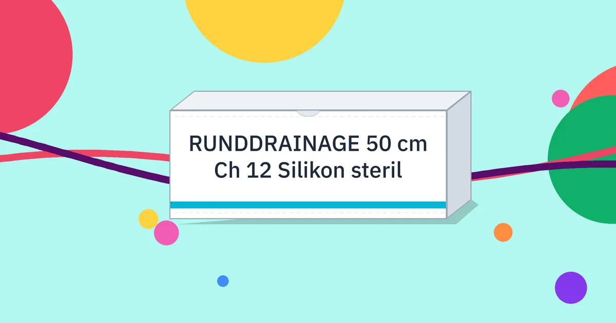 Symbolbild: Packung mit der Aufschrift RUNDDRAINAGE 50 cm Ch 12 Silikon steril (PZN 05867258) – Verfügbarkeit und Bezug in Apotheken in Frankfurt am Main