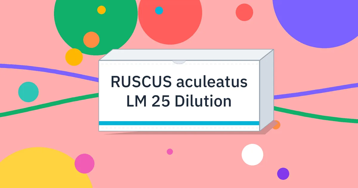 Symbolbild: Packung mit der Aufschrift RUSCUS aculeatus LM 25 Dilution (PZN 13173417) – Verfügbarkeit und Bezug in Apotheken in Frankfurt am Main