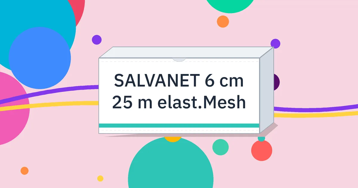 Symbolbild: Packung mit der Aufschrift SALVANET 6 cm 25 m elast.Mesh (PZN 15735612) – Verfügbarkeit und Bezug in Apotheken in Frankfurt am Main