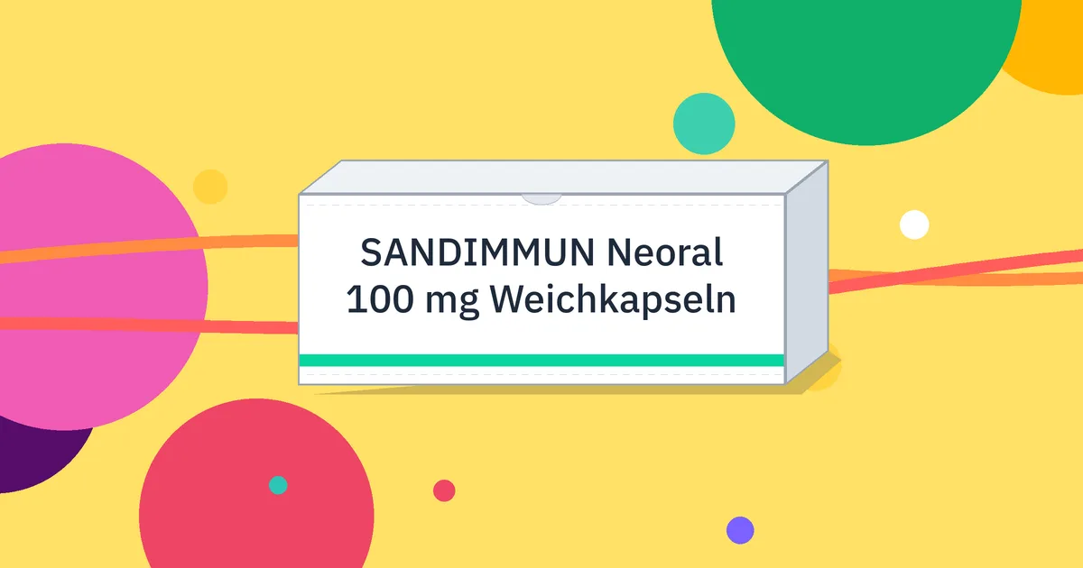 Symbolbild: Packung mit der Aufschrift SANDIMMUN Neoral 100 mg Weichkapseln (PZN 19196075) – Verfügbarkeit und Bezug in Apotheken in Frankfurt am Main