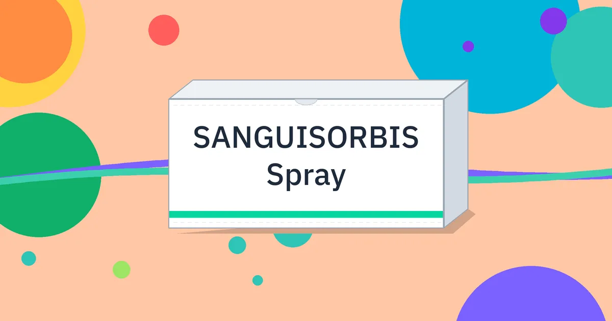 Symbolbild: Packung mit der Aufschrift SANGUISORBIS Spray (PZN 12496360) – Verfügbarkeit und Bezug in Apotheken in Frankfurt am Main