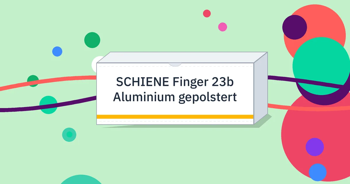 Symbolbild: Packung mit der Aufschrift SCHIENE Finger 23b Aluminium gepolstert (PZN 01736217) – Verfügbarkeit und Bezug in Apotheken in Frankfurt am Main