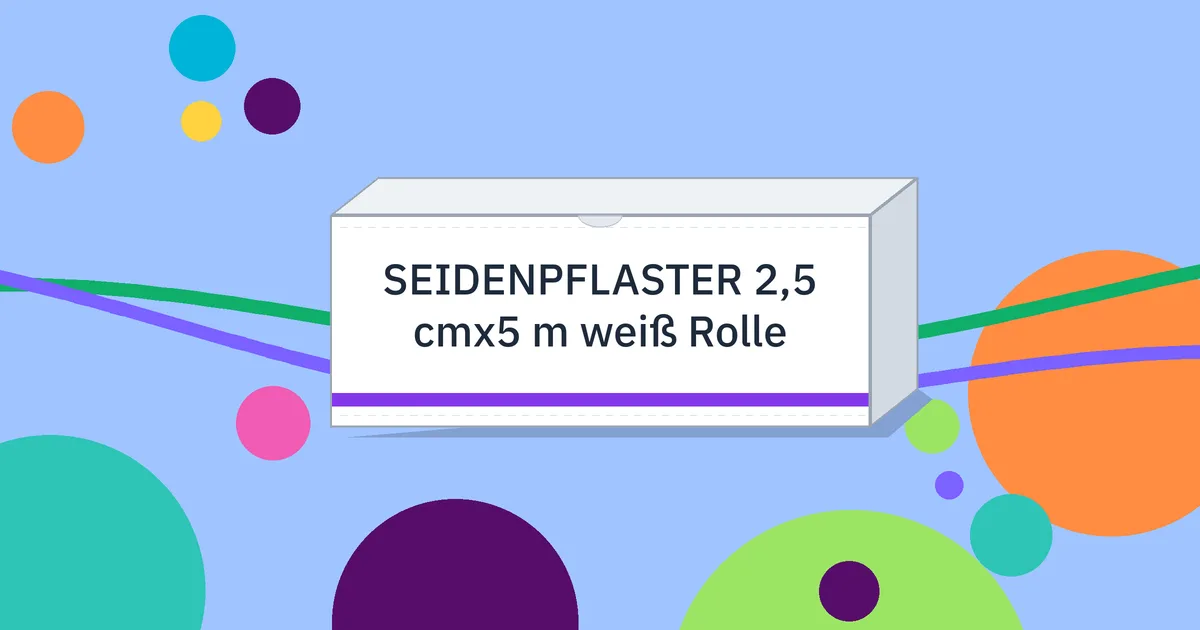 Symbolbild: Packung mit der Aufschrift SEIDENPFLASTER 2,5 cmx5 m weiß Rolle (PZN 09781559) – Verfügbarkeit und Bezug in Apotheken in Frankfurt am Main