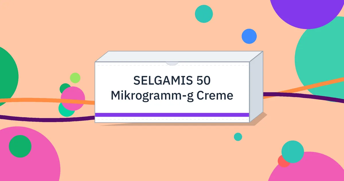 Symbolbild: Packung mit der Aufschrift SELGAMIS 50 Mikrogramm-g Creme (PZN 16397376) – Verfügbarkeit und Bezug in Apotheken in Frankfurt am Main